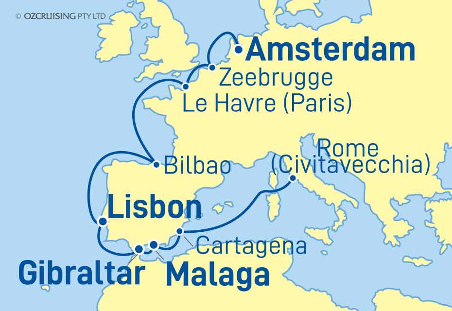 11 Night Amsterdam to Rome Cruise on the Celebrity Reflection - RF15SEP20