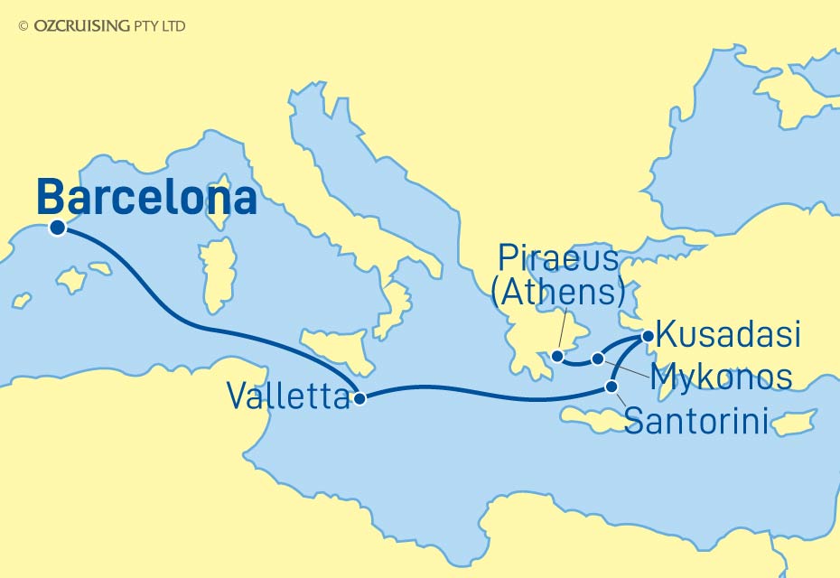 7 Night Barcelona to Athens Cruise on the Celebrity Xcel - CC26-XC11JUL26