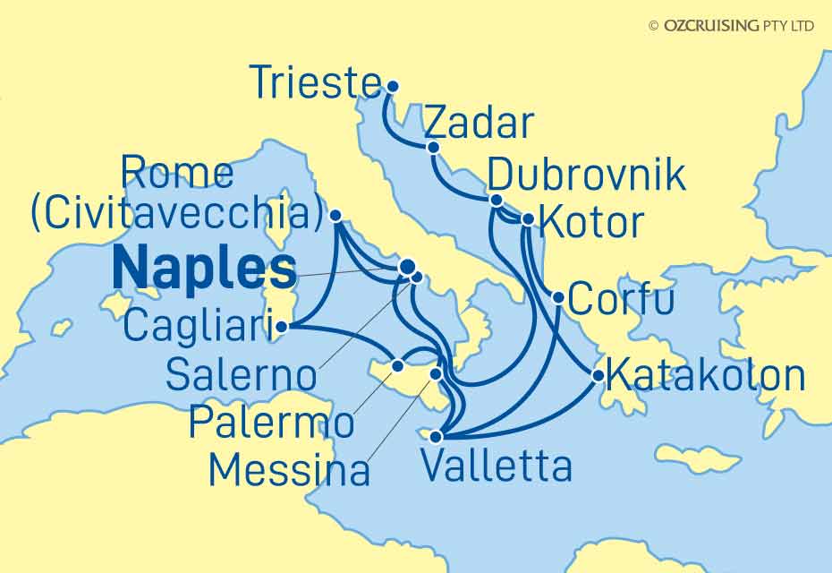 20 Night Rome to Trieste (Venice) Cruise on the Island Princess - PC24 ...
