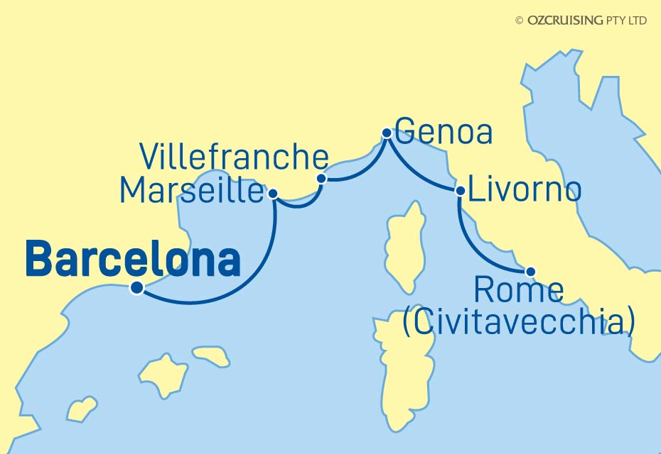 7 Night Barcelona to Rome (Civitavecchia) Cruise on the Star Legend ...