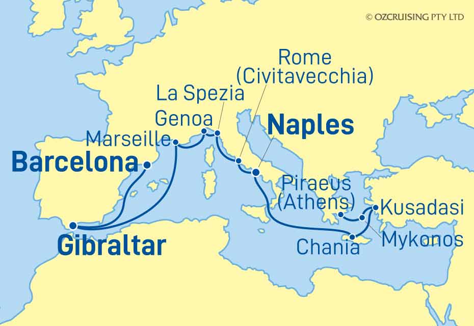 14 Night Barcelona to Athens Cruise on the Sun Princess - PC26-U622A