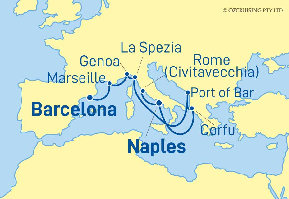 10 Night Barcelona to Rome Cruise on the Sun Princess - PC25-U539.1