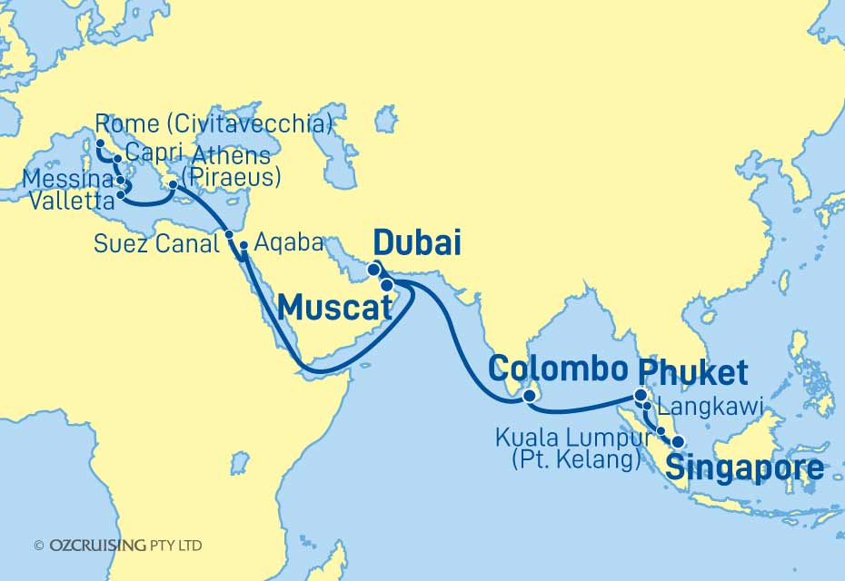 28 Night Singapore to Rome Cruise on the Grand Princess - PCA110